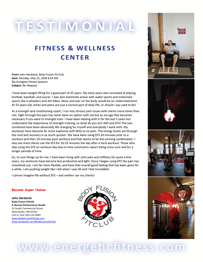 FITNESS CENTER OWNER TESTIMONIAL - ENDORSEMENT! Thank you for sharing!